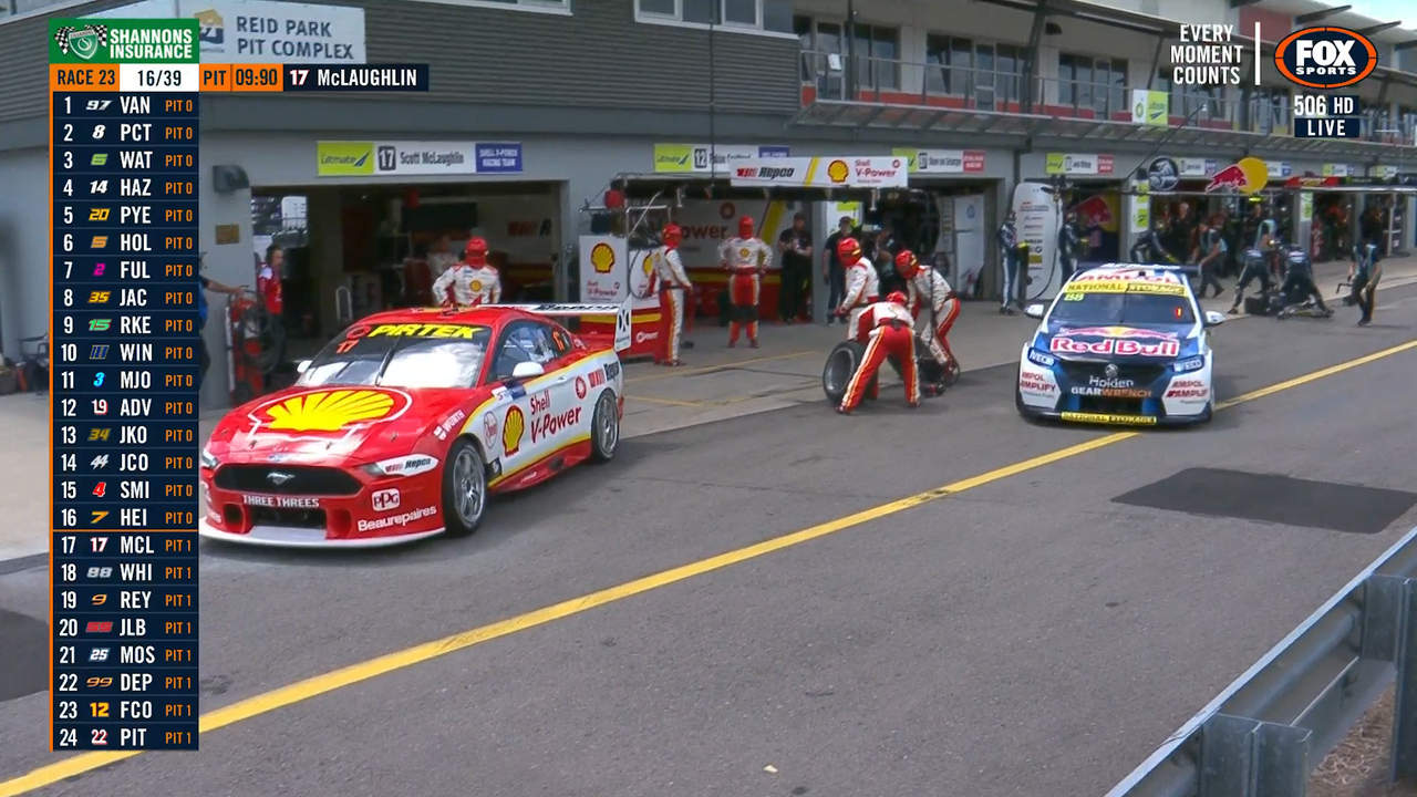 McLaughlin emerges from pits just ahead of Whincup | Supercars