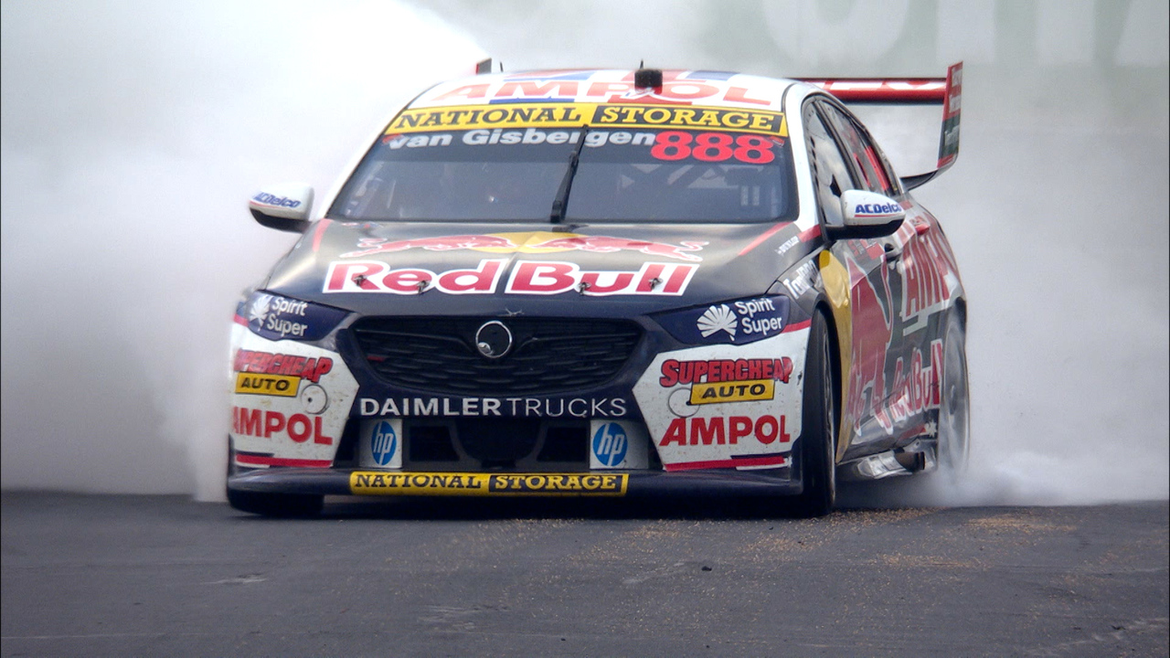 Championship celebratory burnout for SVG | Supercars