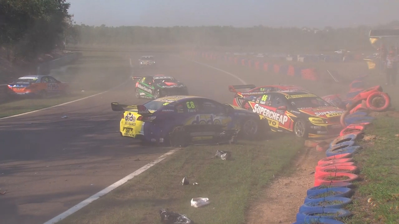 Darwin flashback: Fiore nearly flips in horror eight car smash | Supercars