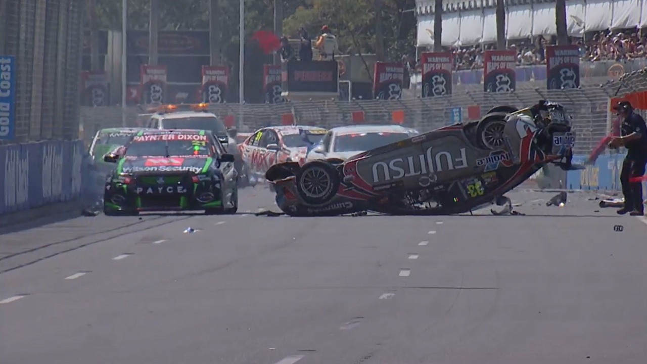 Gold Coast flashback: Taylor's scary start line rollover | Supercars