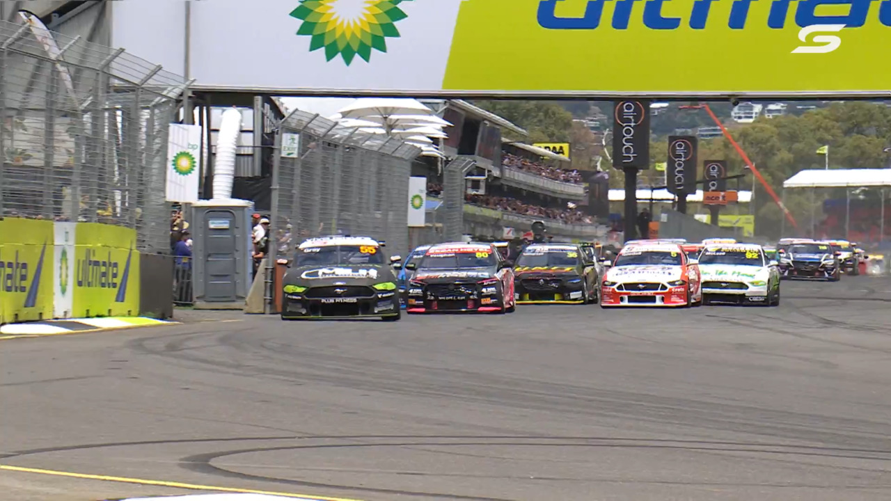 Race start: Gray wins the drag race to Senna Chicane | Supercars