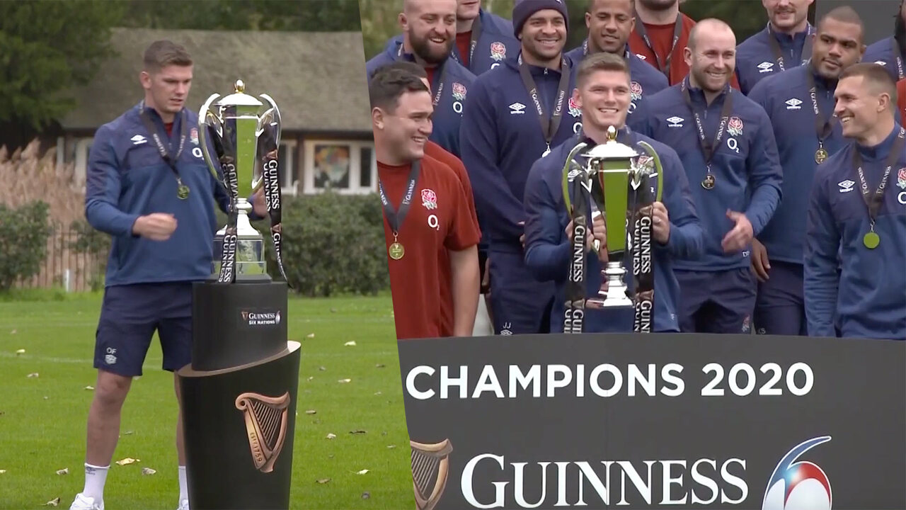 Video - The moment England players lifted the Six Nations trophy